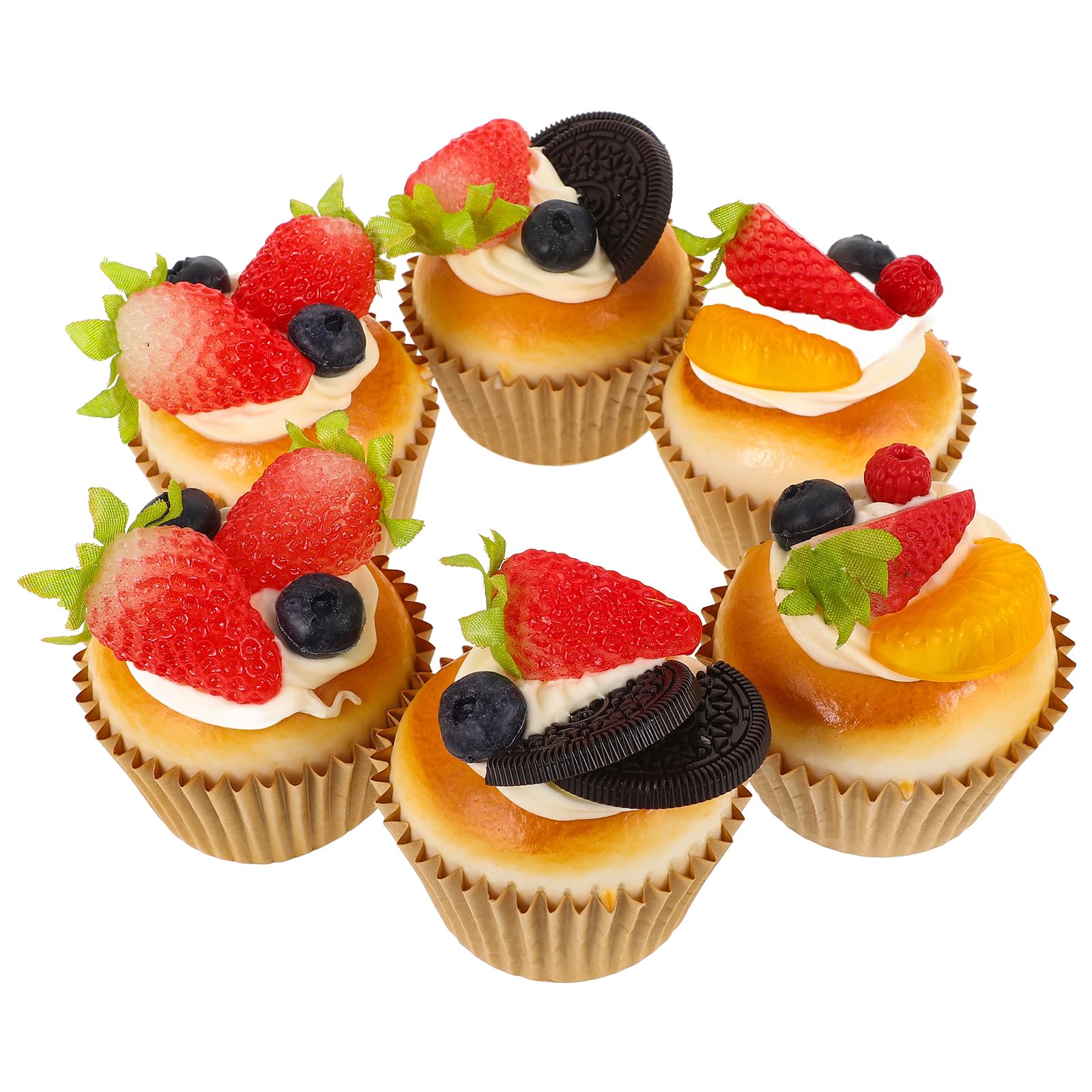 Amazon.com: Veemoon 6Pcs Fake Cupcake Realistic Artificial Small Cake ...