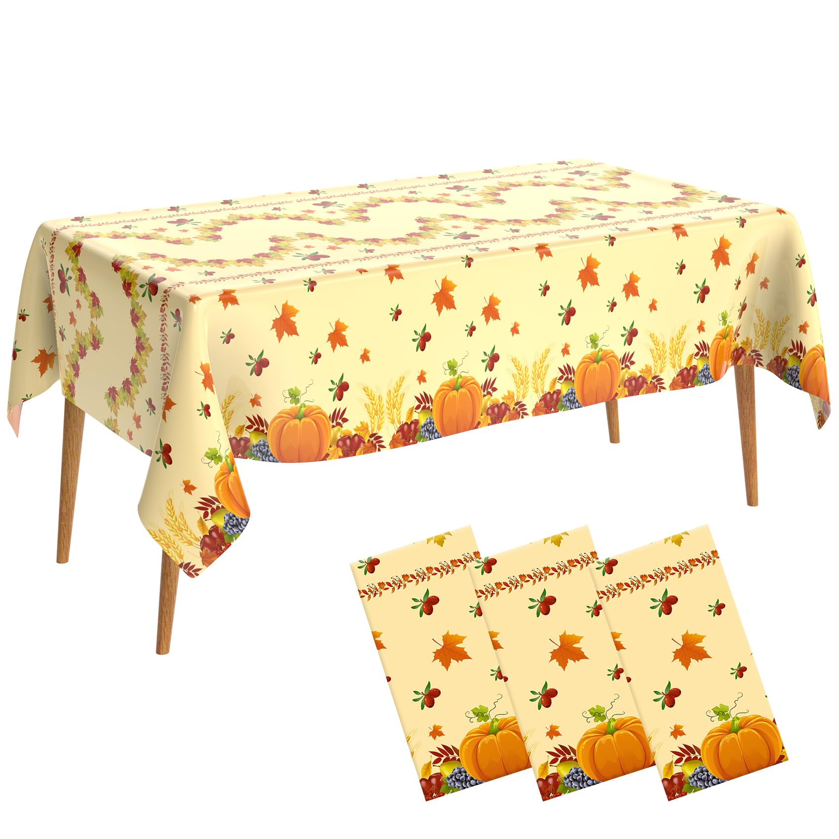 Amazon.com: Thanksgiving Tablecloth Disposable Rectangle 3 Pack Plastic ...