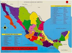 Yörch Xt Rompecabezas De Madera De La República Mexicana Para Aprender