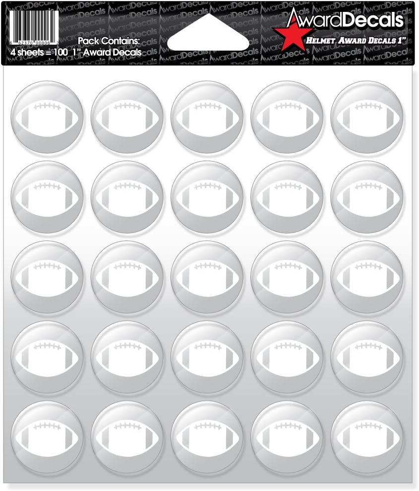 Amazon.com: Award Decals Football (White on Clear) Sticker Set (100 ...