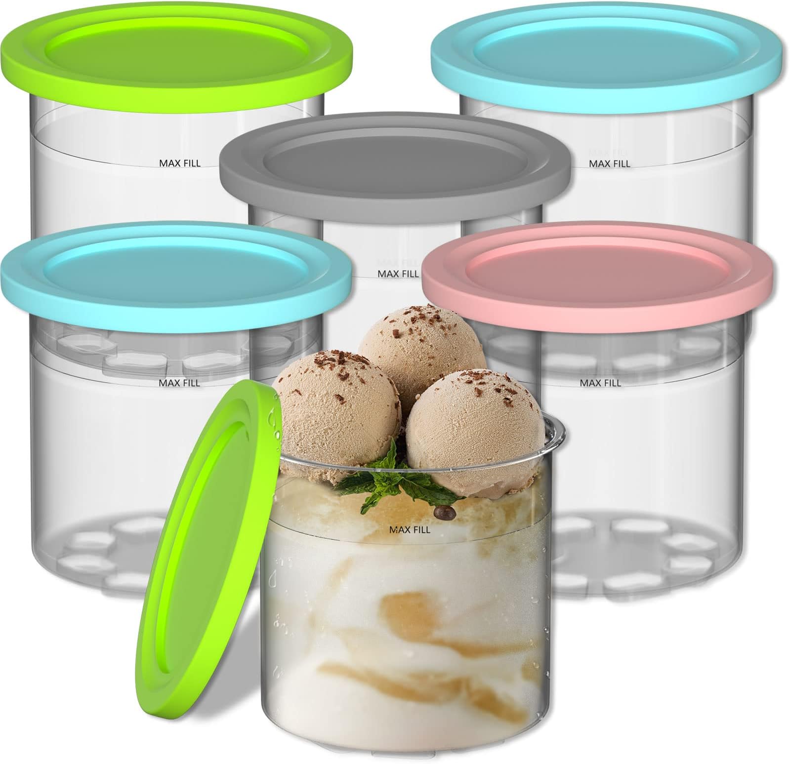 Amazon.com: Pitymody 6 Pack Ice Cream Pint Containers and Lids ...