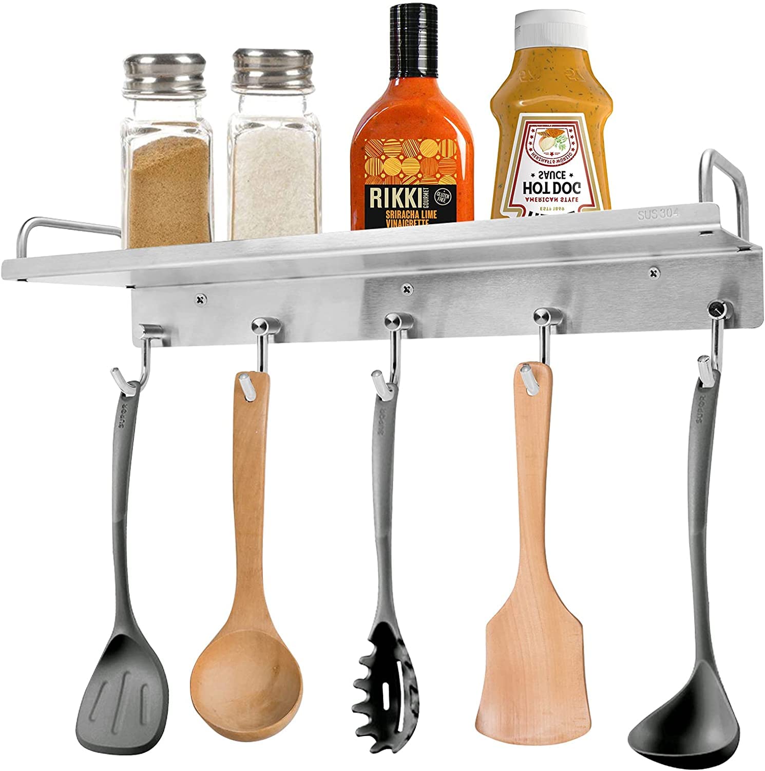 Buy YUMORE Spice Rack Wall , Stainless Steel Spice Rack Shelf Organizer ...