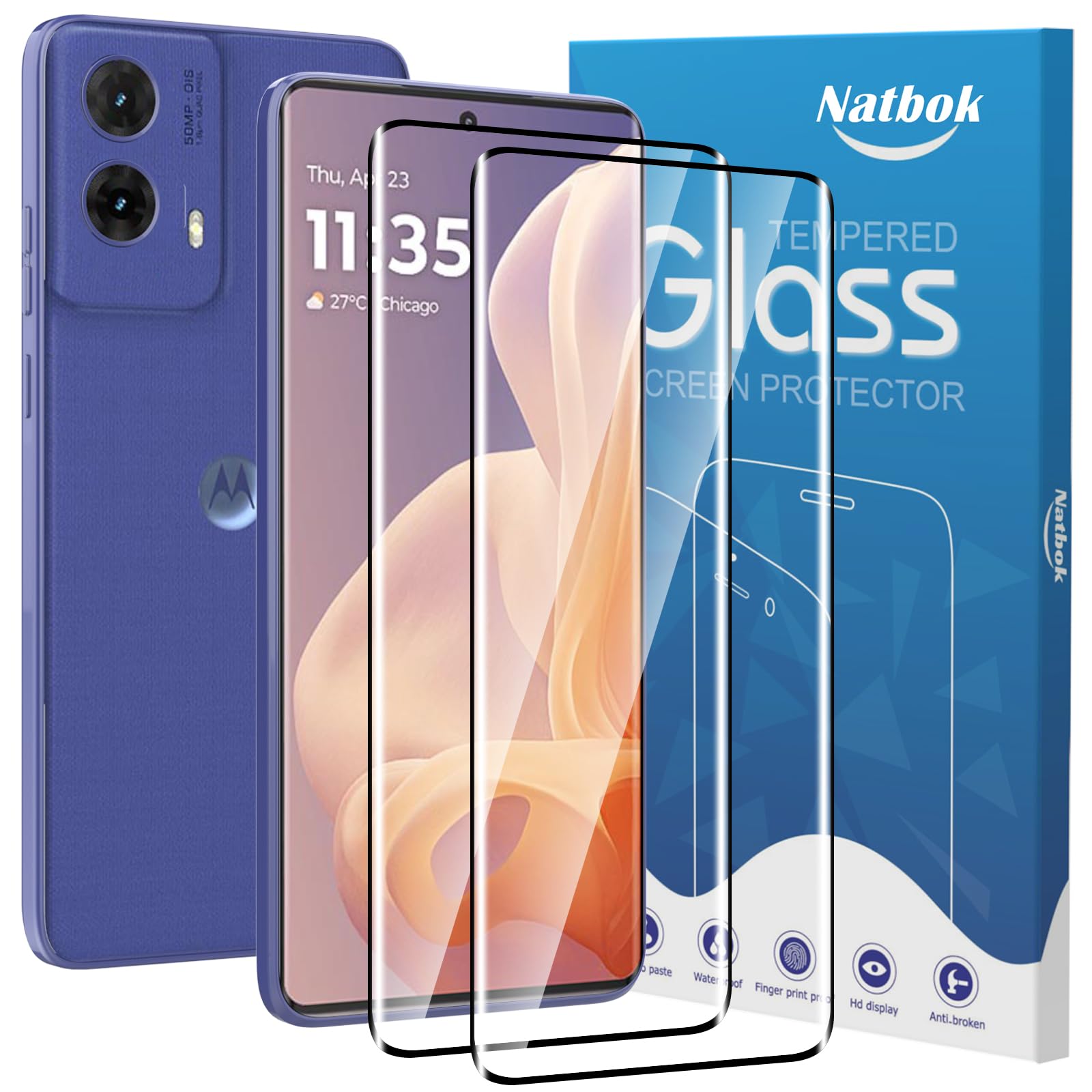 Buy Natbok2 Pack 3D Tempered Glass for Motorola Moto G85/Edge 50 Fusion ...