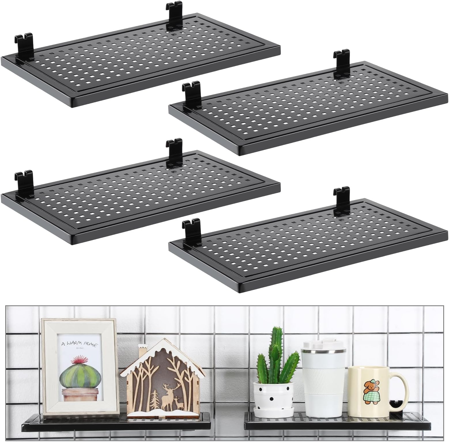 Amazon.com: Coume 4 Pack Gridwall Perforated Shelf, 13.8'' x 7.9 ...