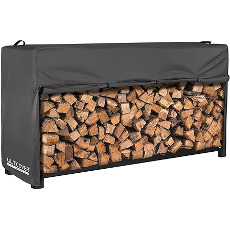 Amazon.com: ULTCOVER Waterproof Firewood Racks Cover 8 Feet Heavy Duty ...