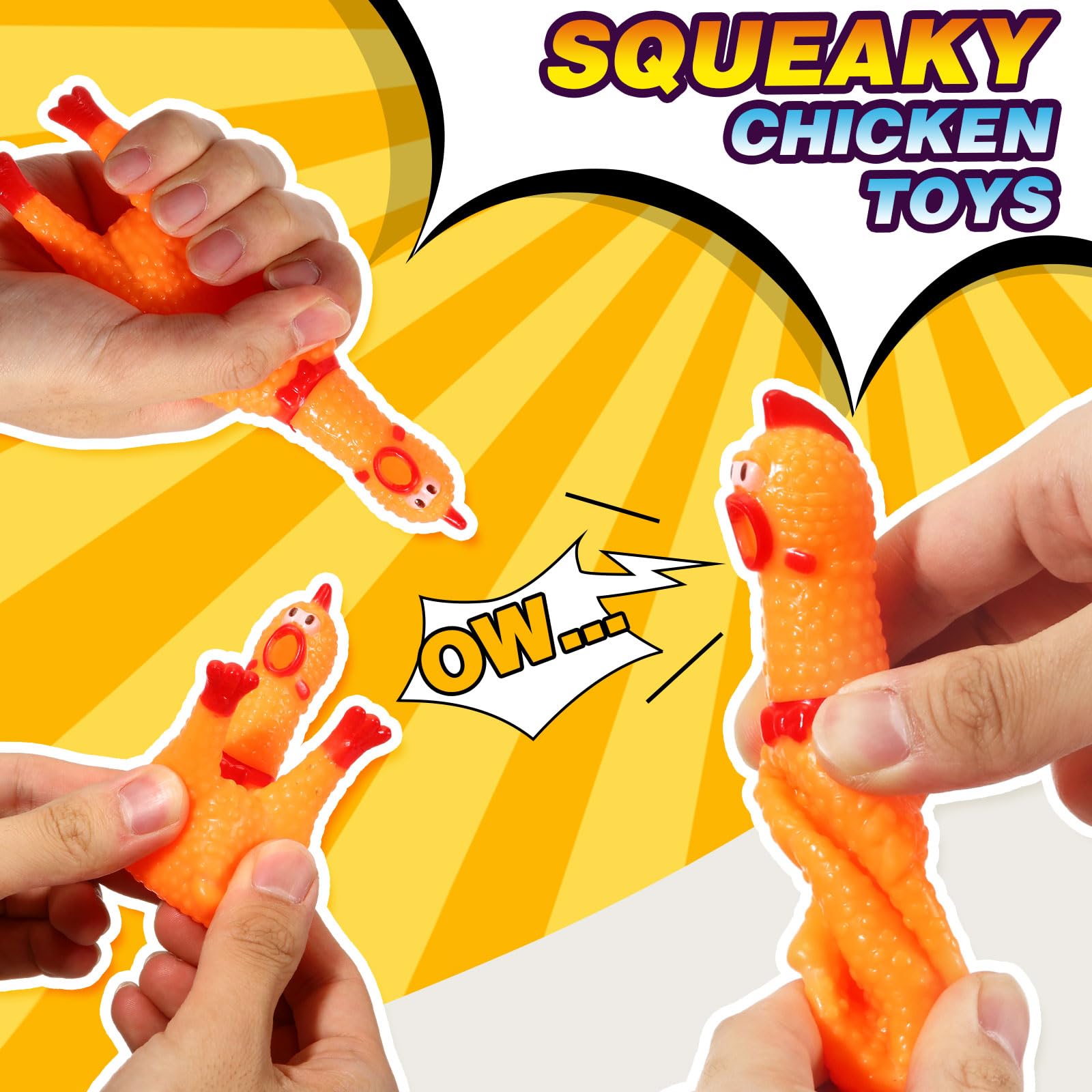 Honoson 50 Pack Rubber Chicken Screaming Chicken Dog Toys Squeaky ...
