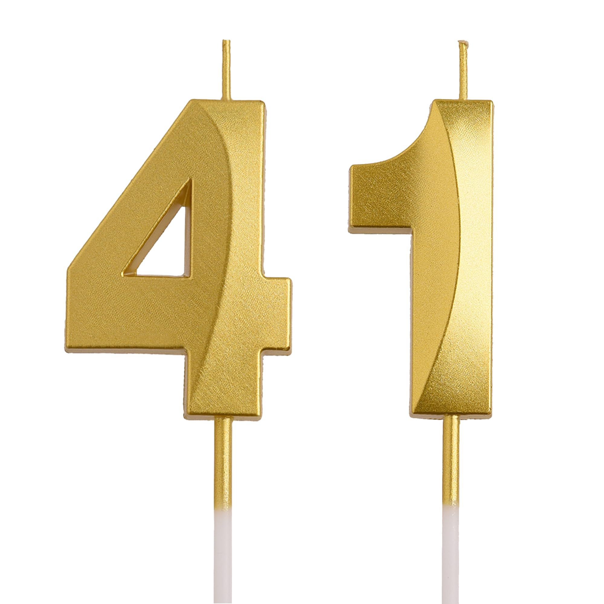 Amazon.com: AOOLADA 41st Birthday Candles, Gold 41 Year Old Number ...