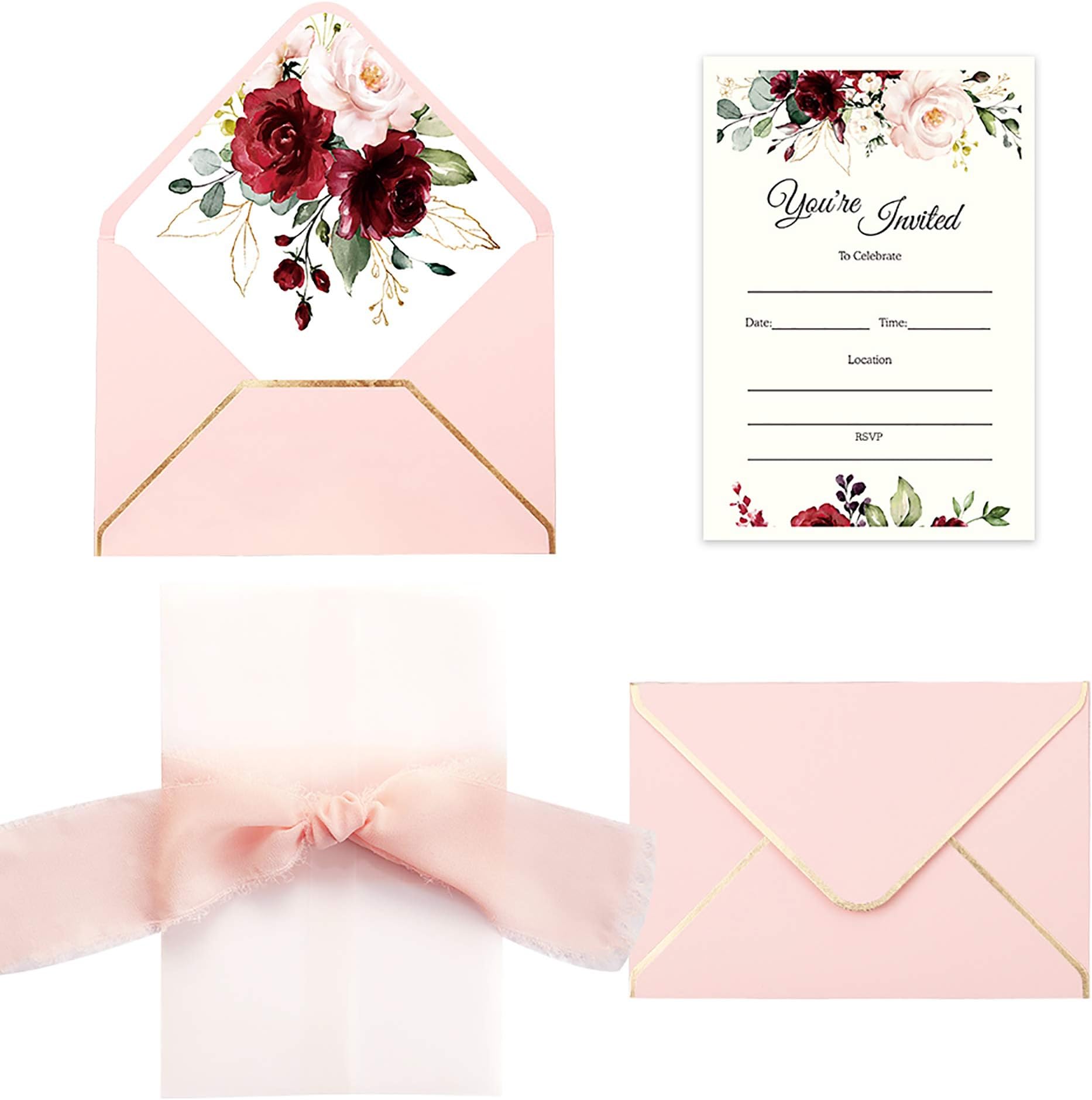 Amazon.com : DORIS HOME 25PCS Invitations Cards for Bridal Shower ...