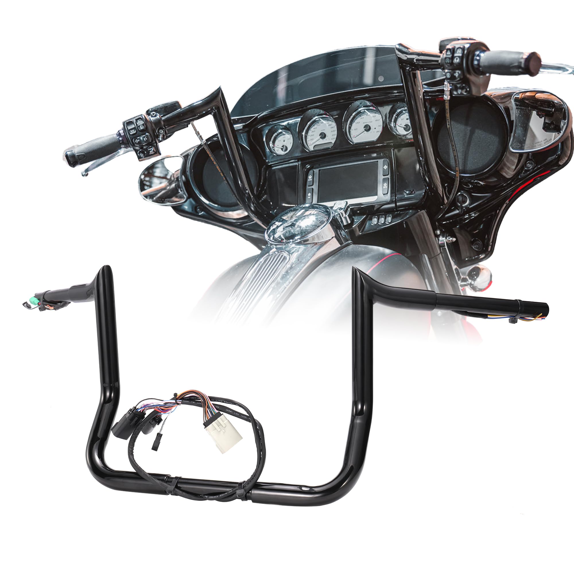 Amazon.com: Prewired 10" Rise 2008-2013 Street Glide Handlebars Ape ...