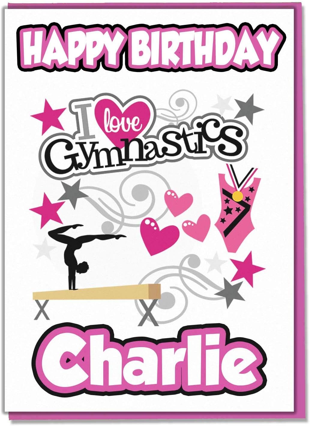 Gymnastics Girl Personalised Birthday Card - ADD A NAME AND AGE ...