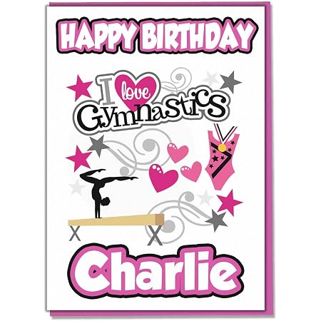 Personalised Handmade Girls Birthday Card Gymnastics Girl Brown Hair ...