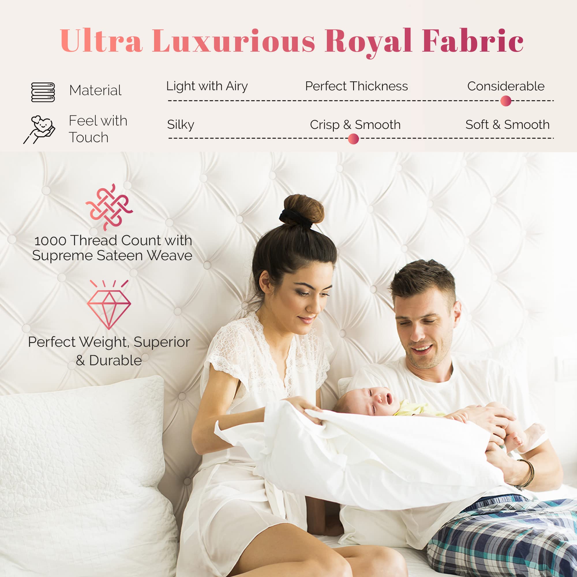 Premium 1000-Thread-Count Egyptian Feel 100% Cotton - Breathable Red ...