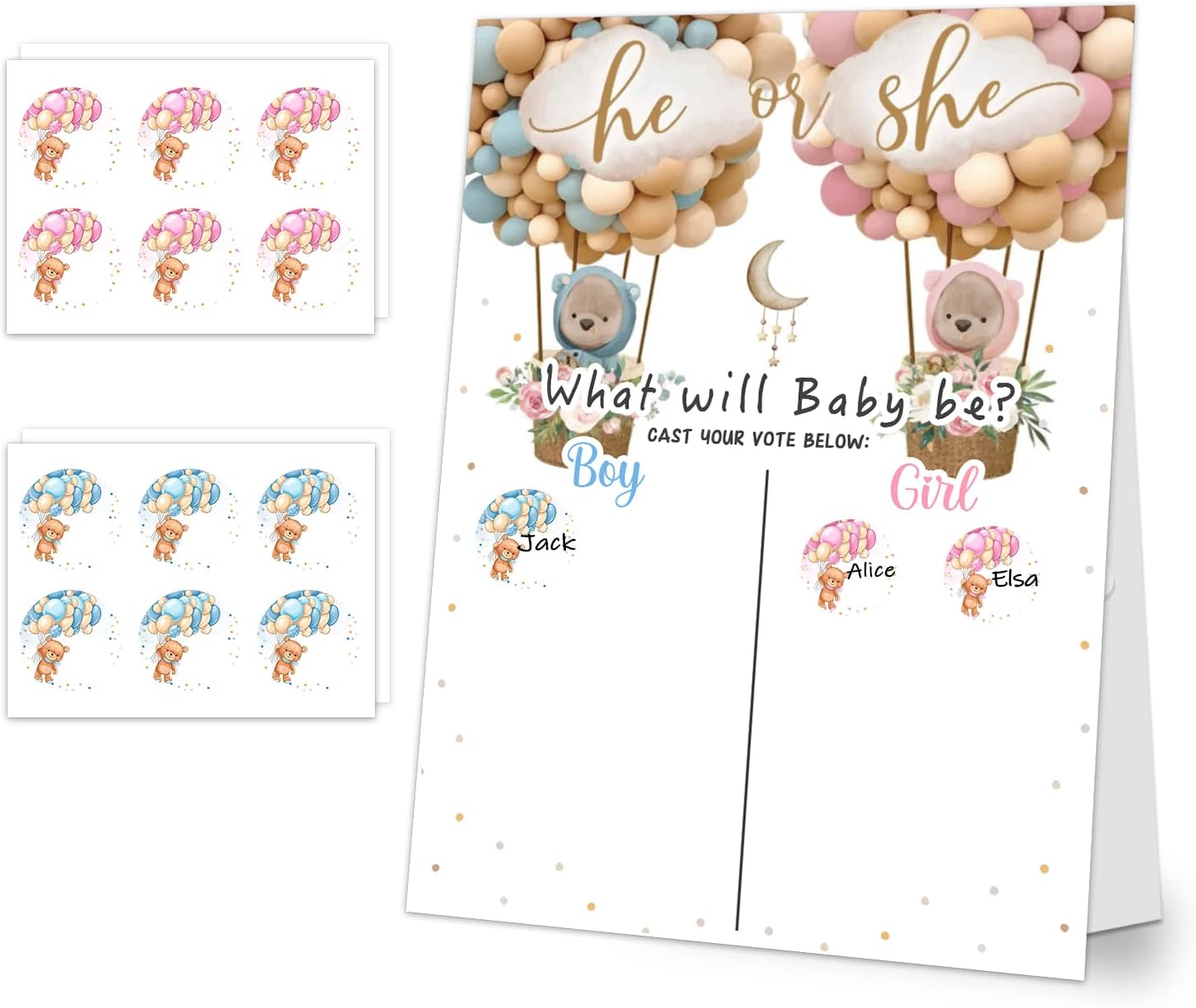 Amazon.com: Gender Reveal Voting Board Sign, Bear Theme Guess The ...