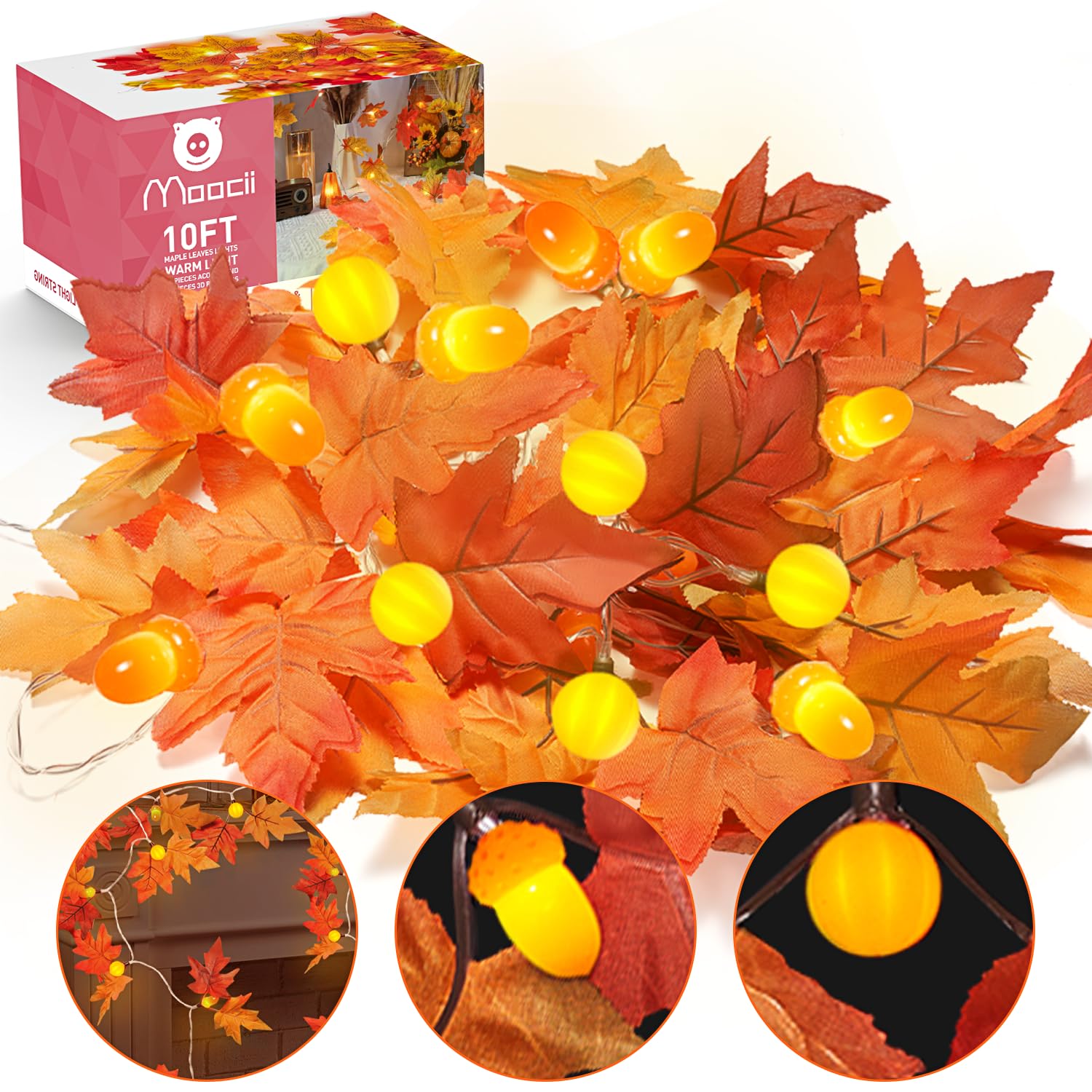 Amazon.com: Thanksgiving Decorations Fall Garland with Lights: 2 Pack ...
