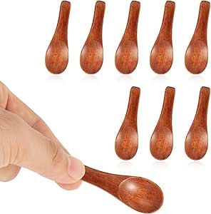 8 Pcs Handmade Tiny Wooden Spoons, 2.36in Small Spoons for Spices Mini ...