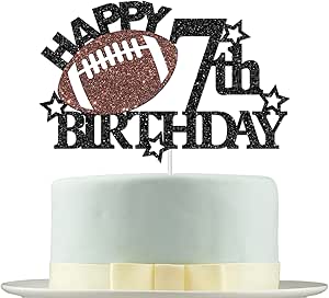 Amazon.com: Deloklte Football Happy 7th Birthday Cake Topper - Football ...