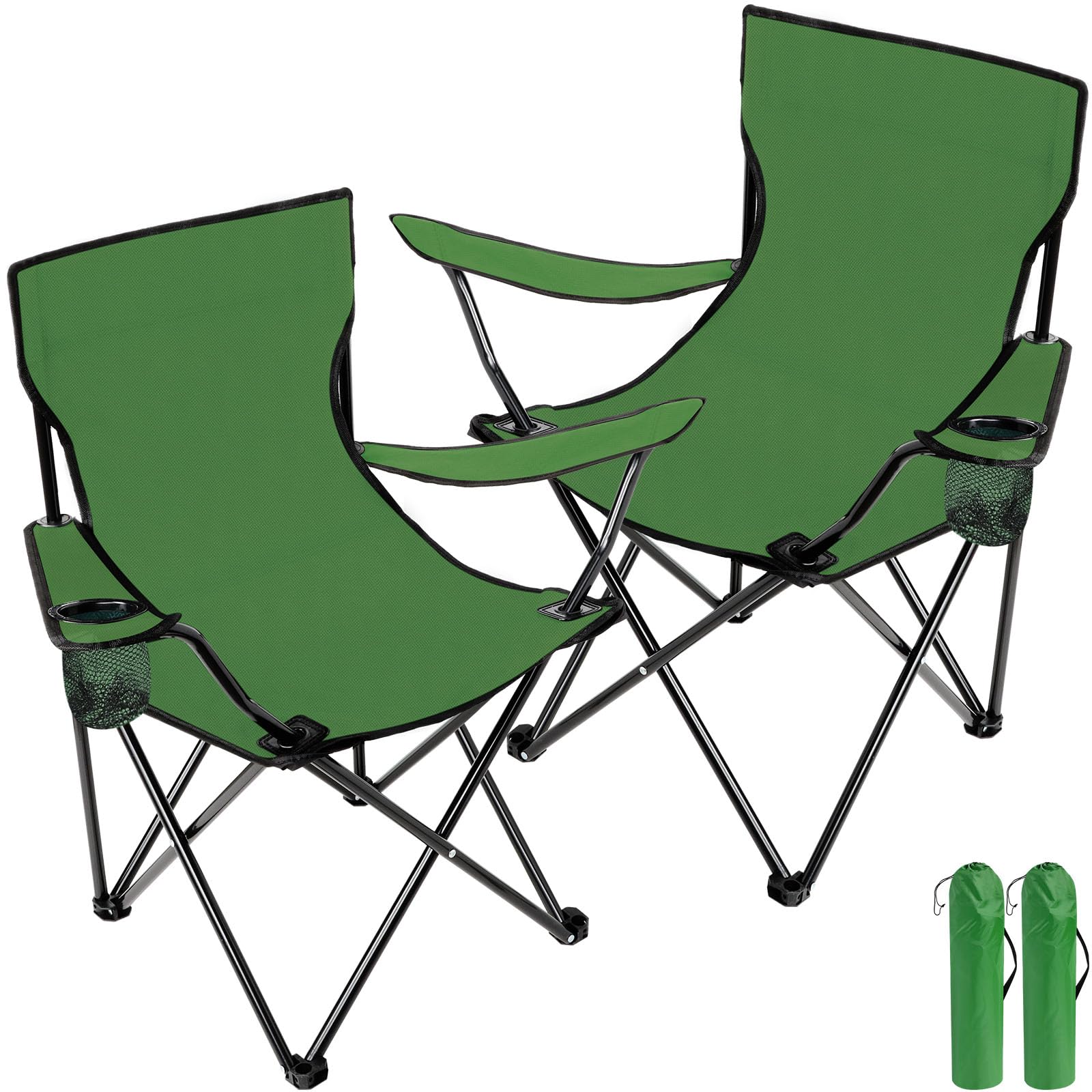 2 Pack Oversized Folding Camping Chairs Heavy Duty Lawn Chairs with ...