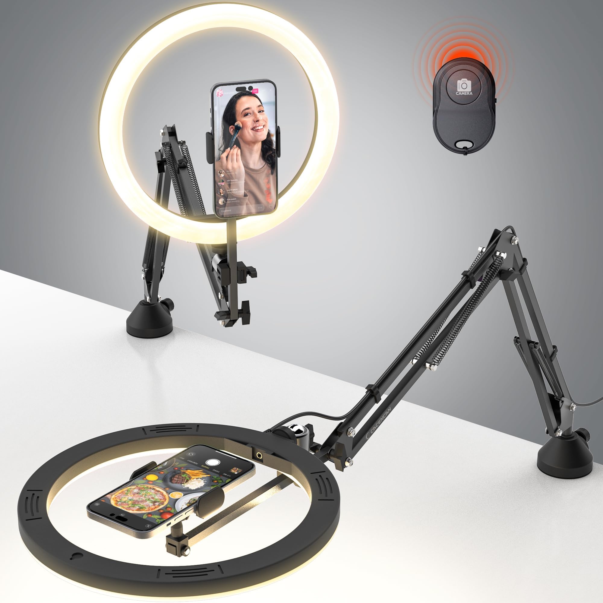 Amazon.com: Upgrade Ring Light Overhead Phone Mount, Evershop Selfie ...