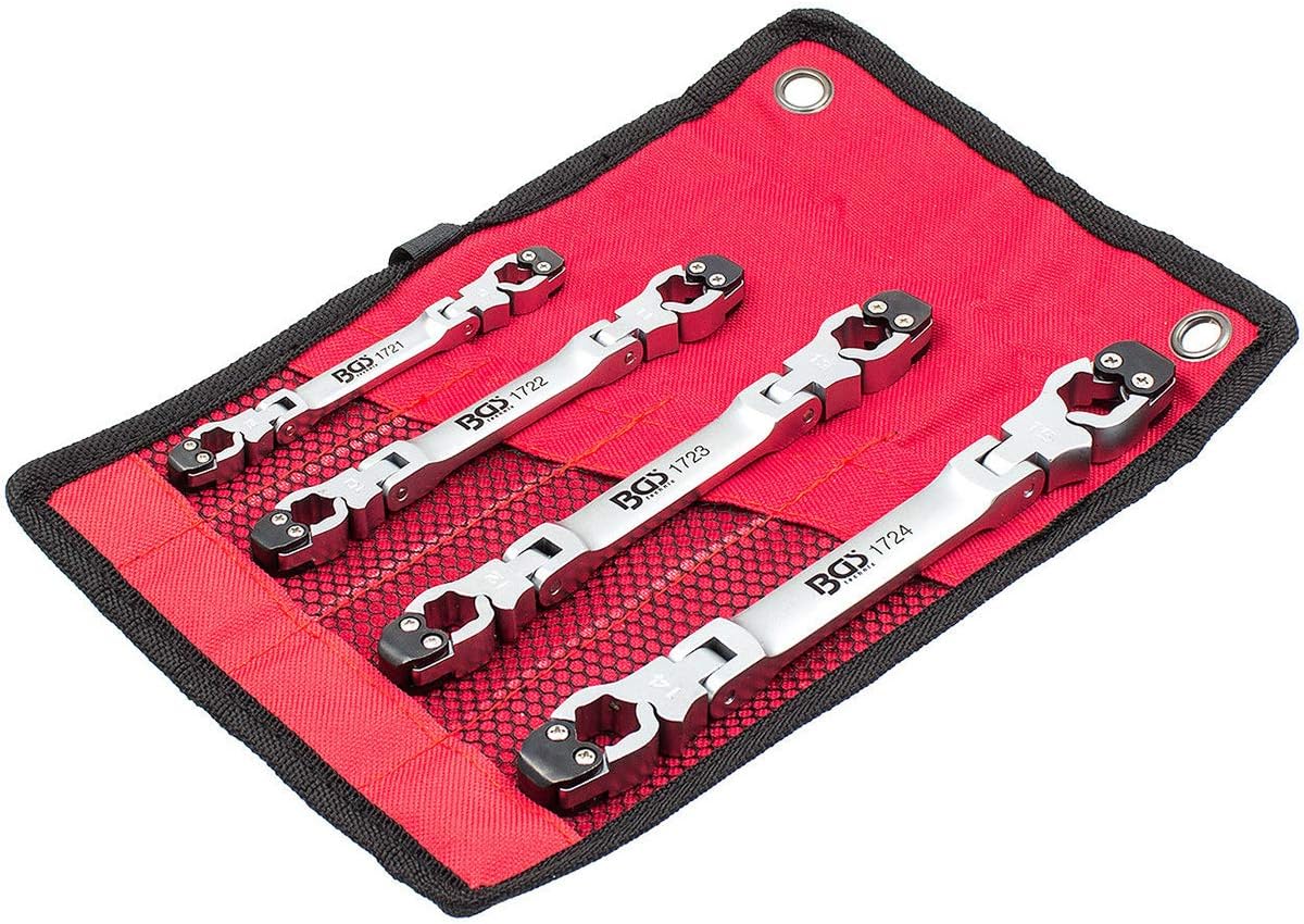 BGS 1785 Brake Pipe Wrench Set with Ratcheting Function, Silver/Blue ...
