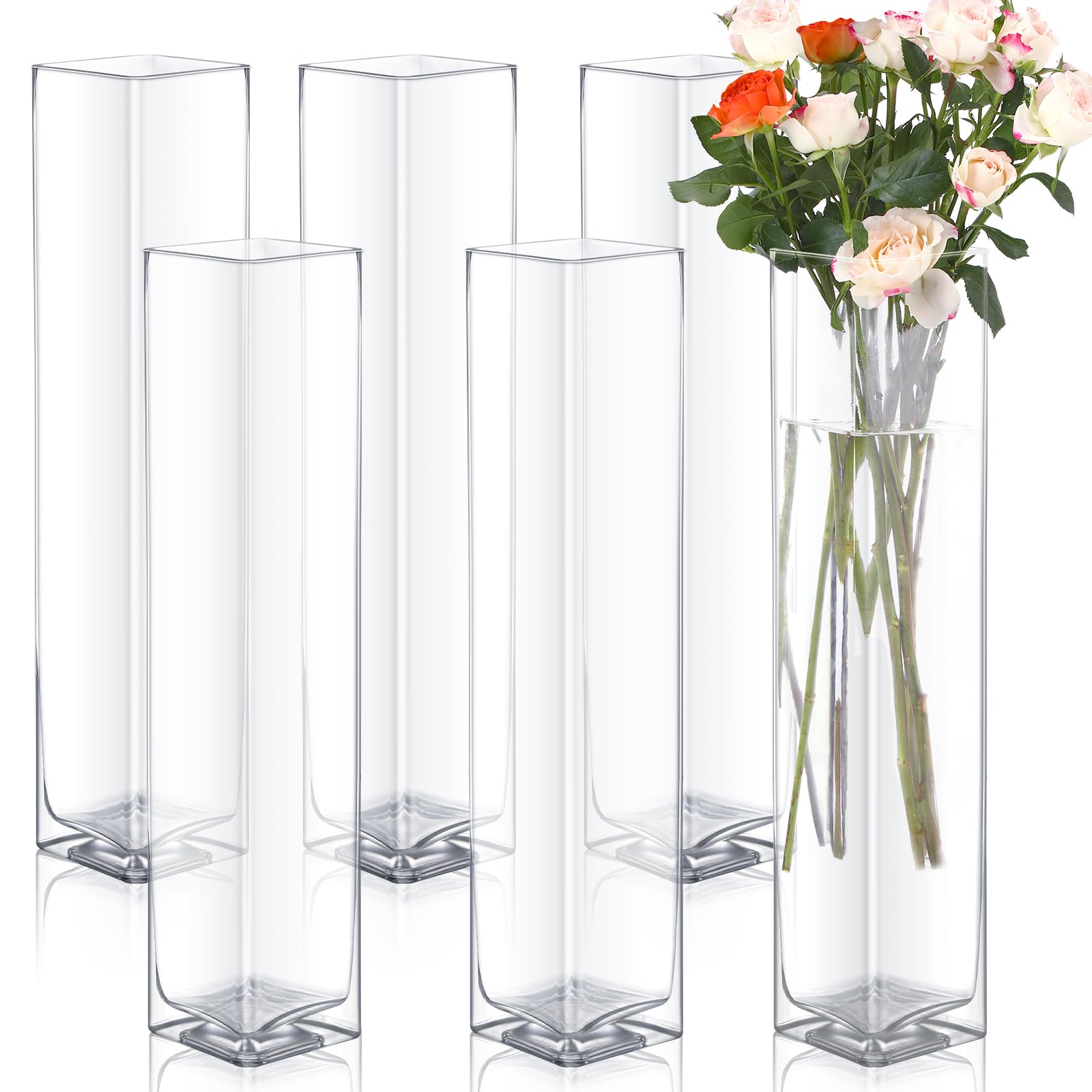 Square Glass Vase Wedding Centerpiece