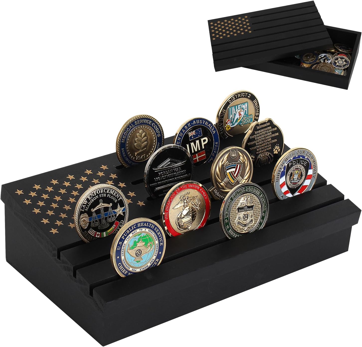 Amazon.com: Samplife Coin Rack,Challenge Coins Display Stand Shelves ...