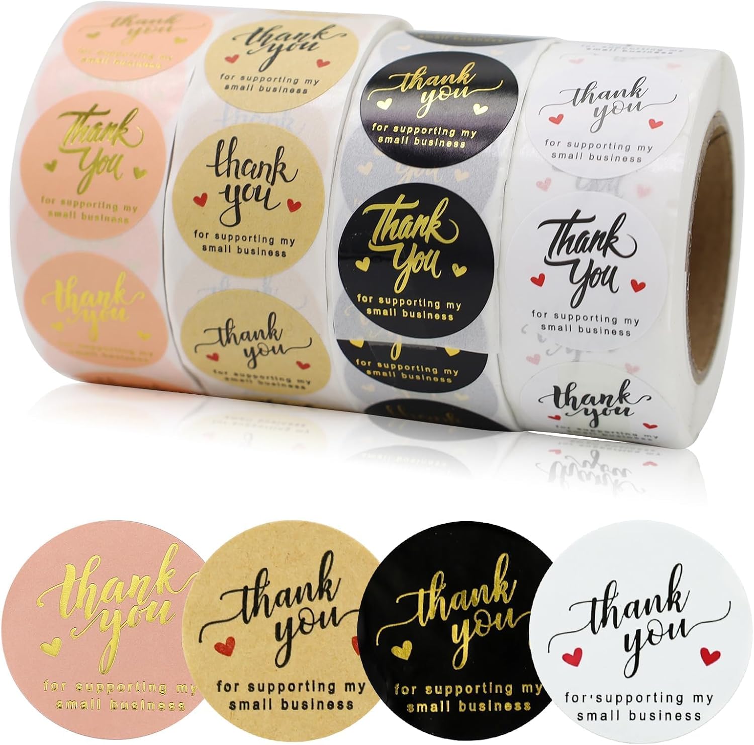 4 Roll / 2000 Pcs 1 Inch Thank You Stickers, Thank You for Supporting ...