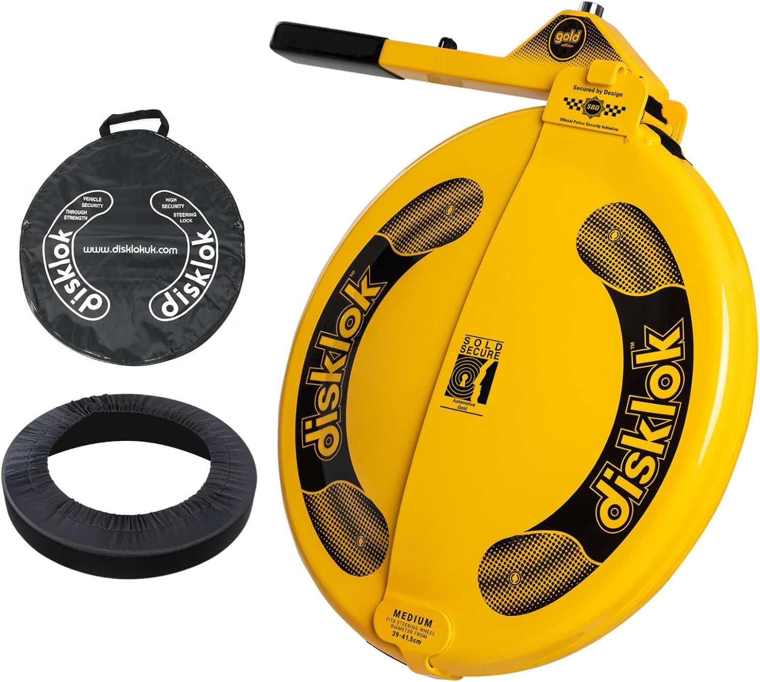 Disklok Gold Security Edition Combo Pack Car Steering Wheel Cover Anti-Angle Grinder Anti-Theft ...