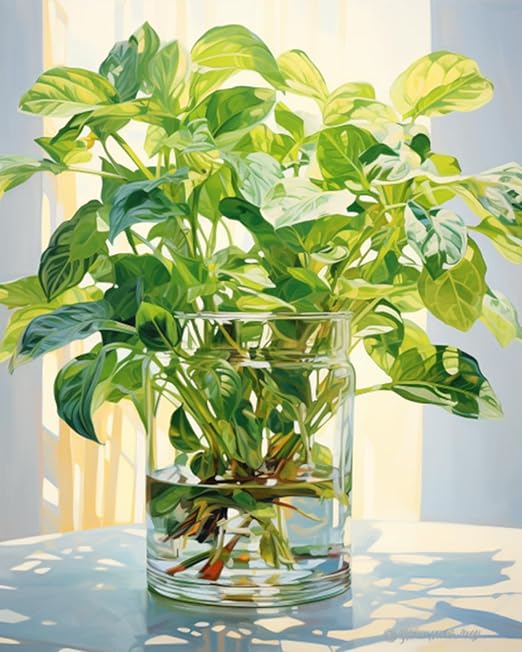 Amazon.com: Tucocoo Green Plants in Glass Vase Oil Painting Paint by ...