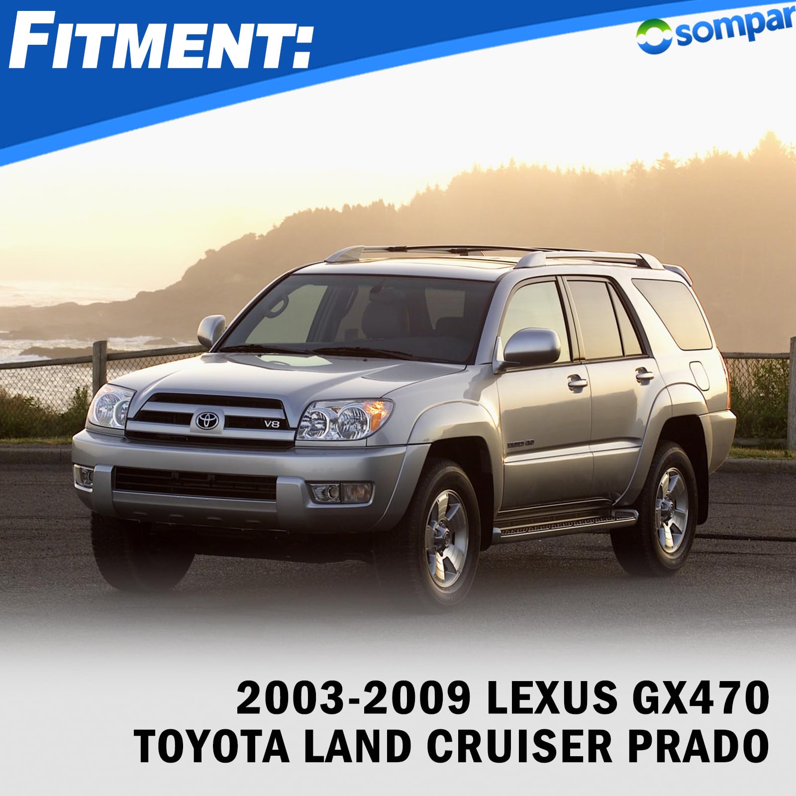 Rack Rails Silver Roof Rack Rail End Shell For Toyota Prado LC120/Lexus ...