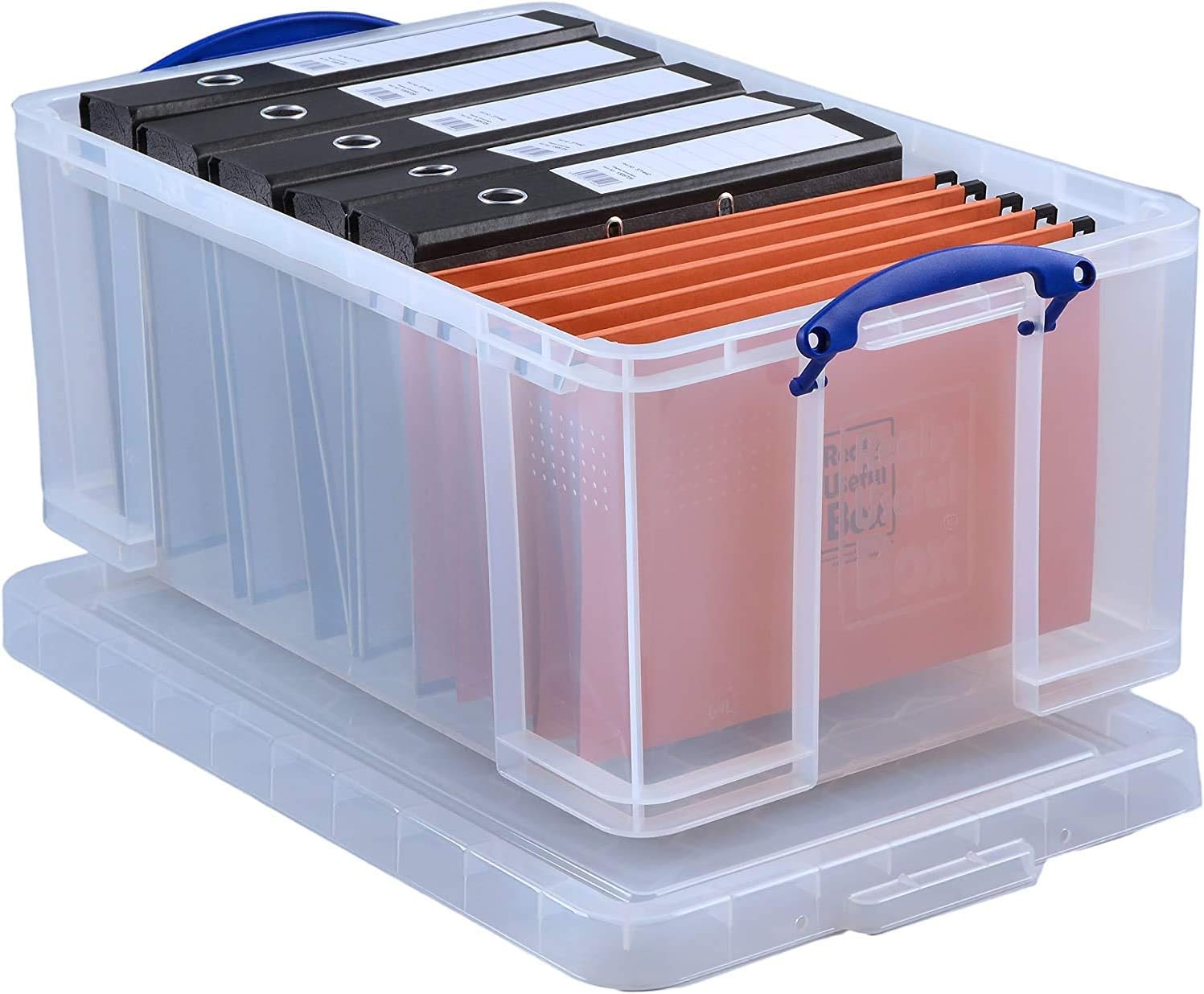 64 Litre Really Useful Plastic Storage Box with Lid, Pack of 2; Clear ...