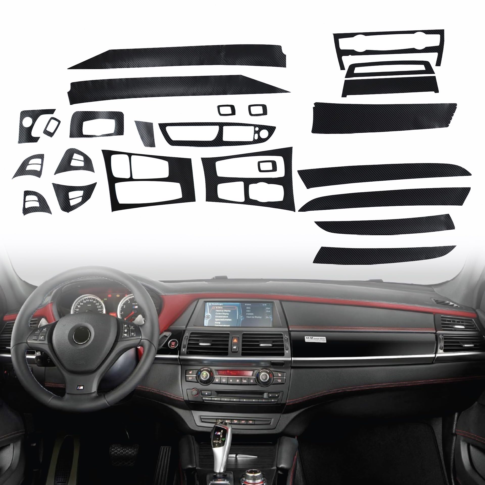 Amazon.com: GXARTS Black 3D Carbon Fiber Car Interior Decor Kits Trim ...