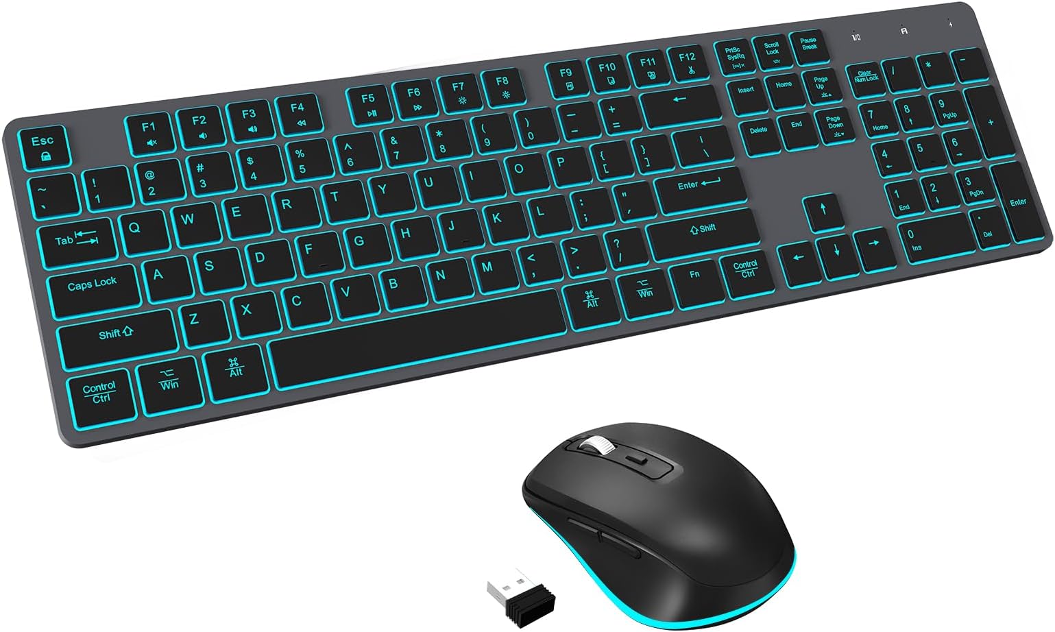 Amazon.com: Wireless Keyboard and Mouse RGB Backlit Combo, Slim & Quiet ...