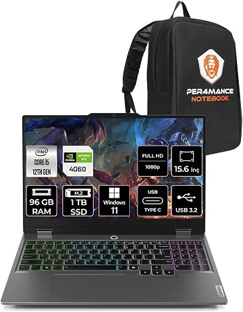 LENOVO LOQ 15IAX9 i5-12450HX 96GB 1TB SSD 105W RTX4060/8GB 15.6" FHD ...
