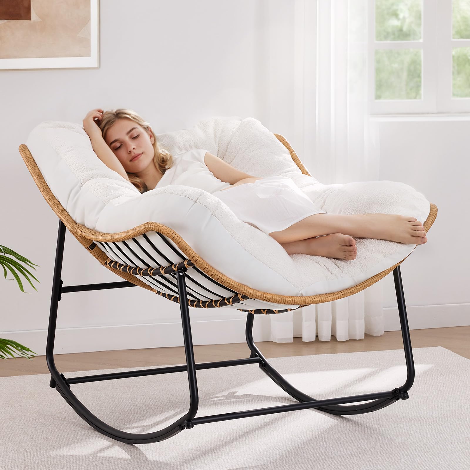 Snapklik.com : ONBRILL Outdoor Rocking Chairs, Oversized Papasan ...