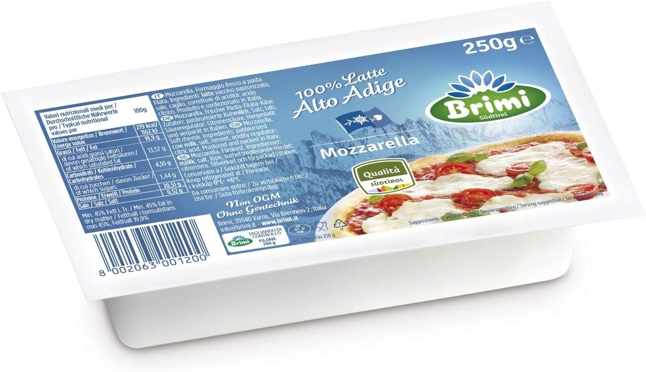 Mozzarella Filone 250 gr. - Brimi - Cento Latte Bressanone : Amazon.it ...