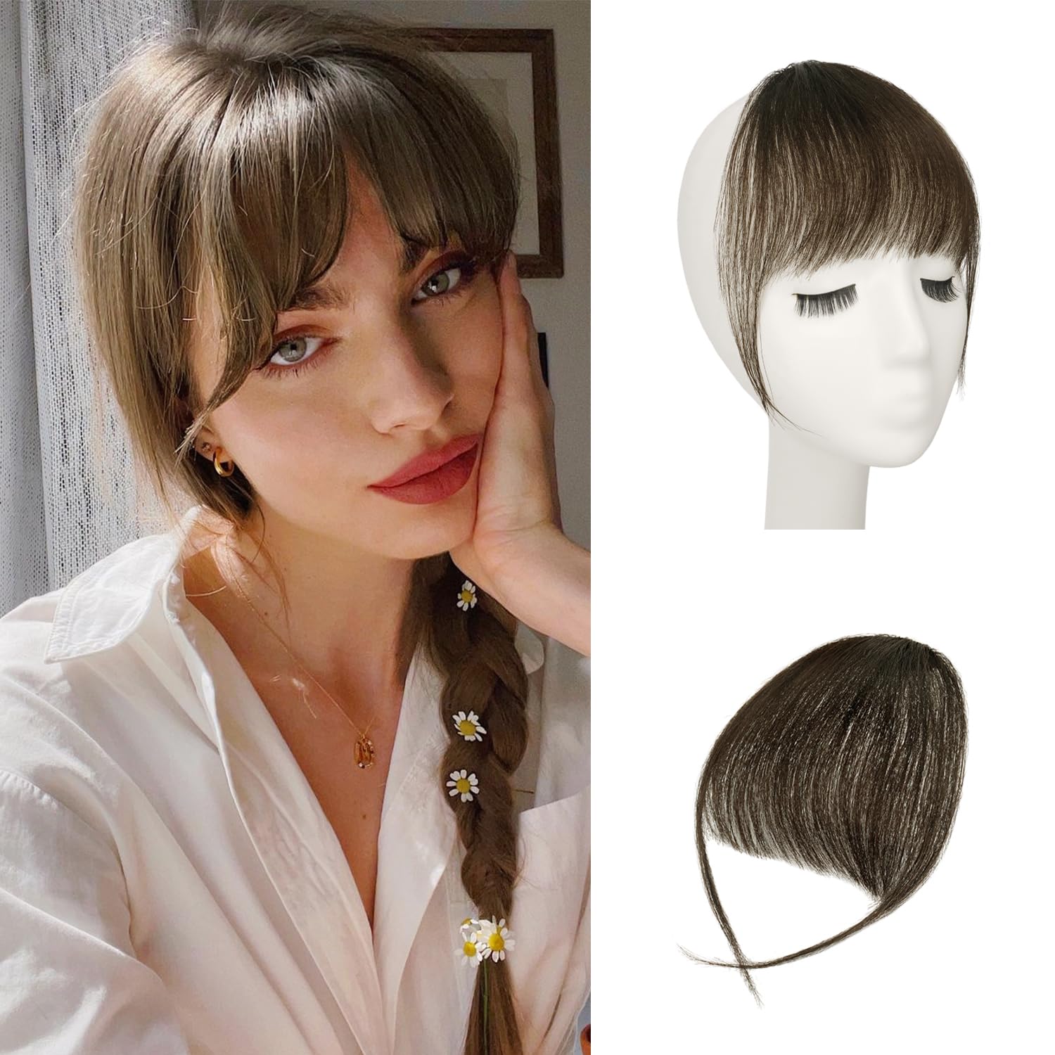 Amazon.com : BARSDAR Real Human Hair Clip in Bangs - 100% Human Hair ...
