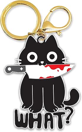 Donawings Black Cat Metal Keychain - Cute and Funny Cat Key Ring Design ...