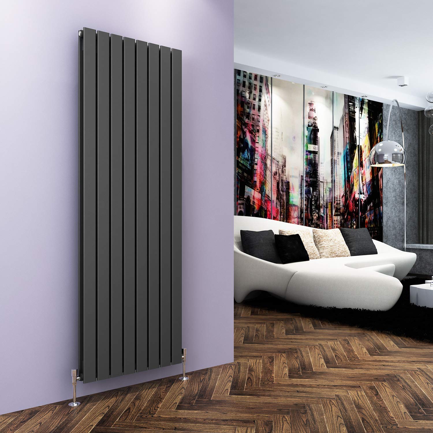 ELEGANT Vertical Grey Radiator Flat Panel Double Column 1800 x 608 mm ...