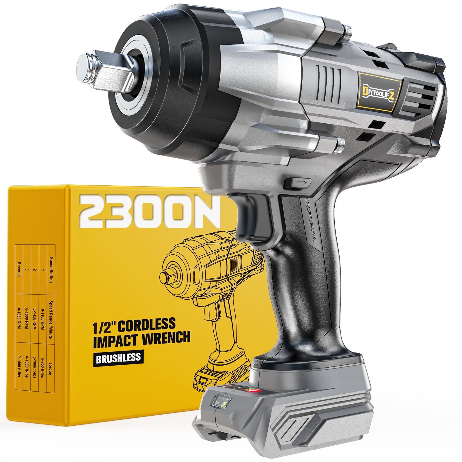 Snapklik.com : DIYtoolifz Cordless Impact Wrench 1/2" Compatible