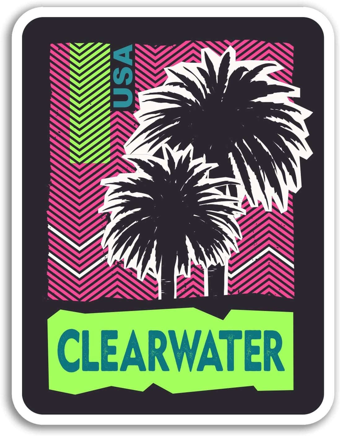 2 x 10cm Clearwater Florida Vinyl Stickers - USA Sticker Laptop Luggage ...