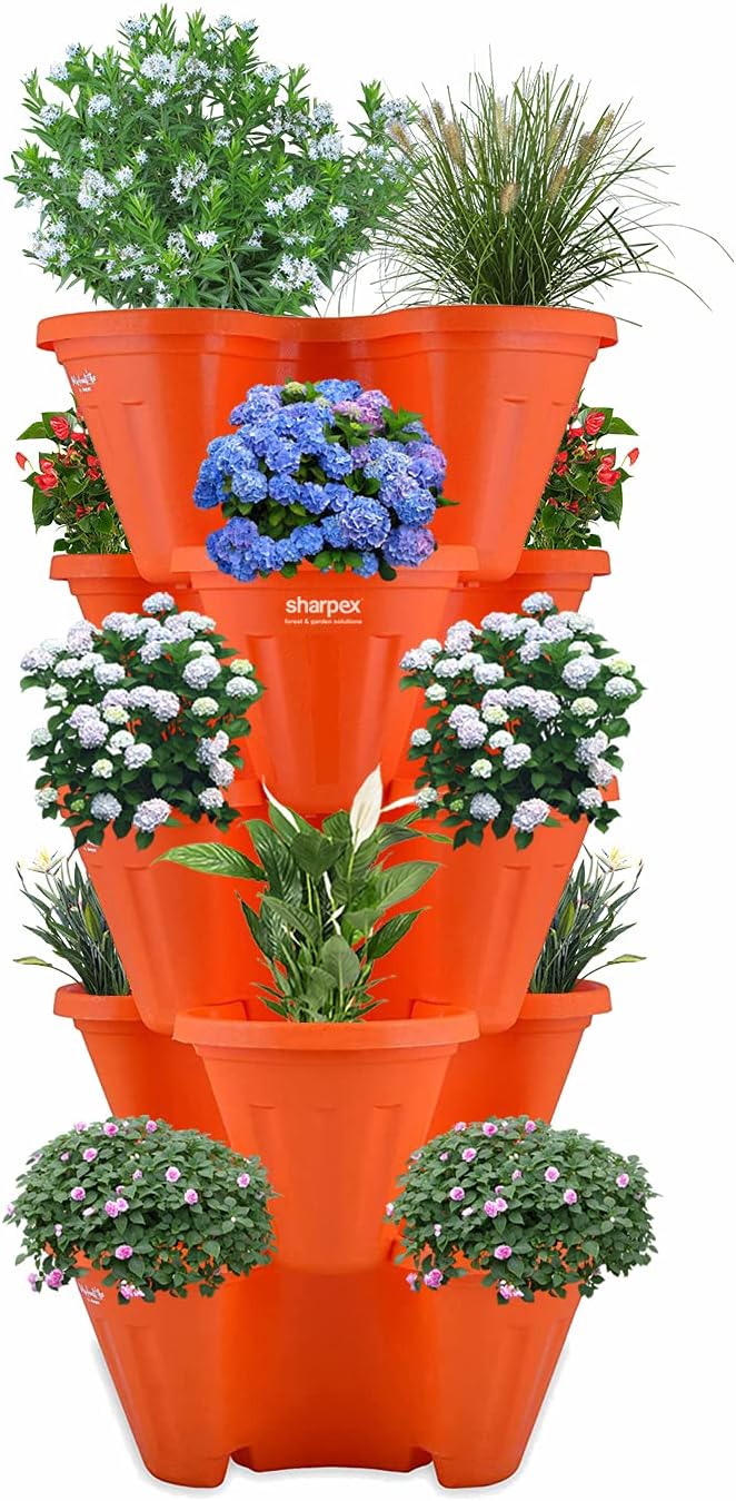 Mr. Stacky 5-Tier Strawberry Planter Pot, 5 Pots : Amazon.in: Garden ...