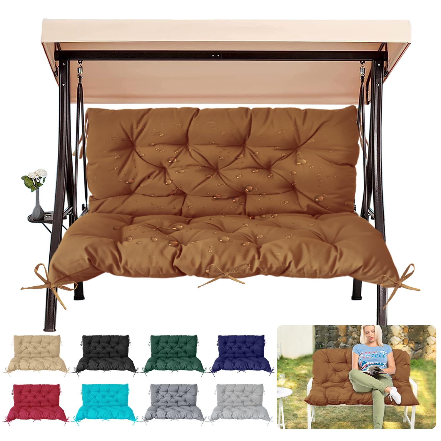 Amazon.com: Outdoor/Indoor Swing Replacement Cushion, 2 or 3 Seats ...