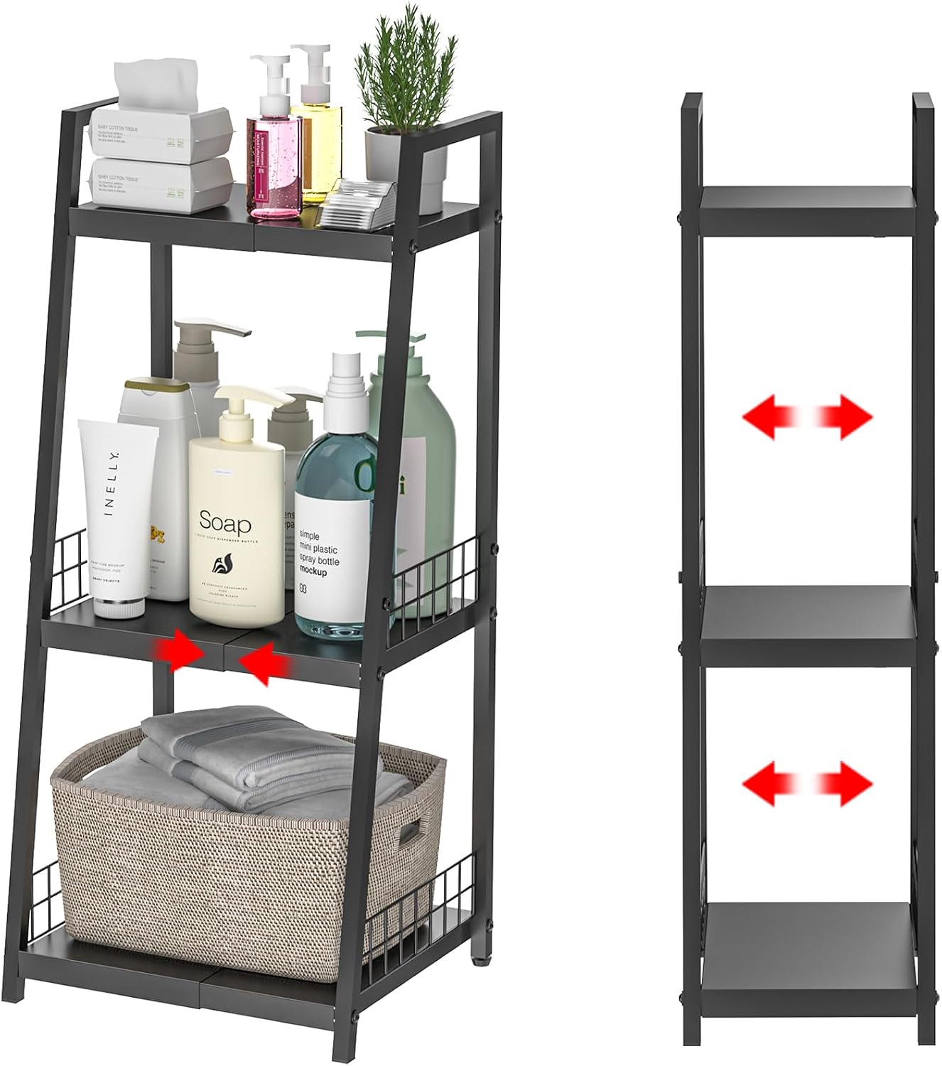 Amazon.com: Cidaziya Expandable 3 Tier Bathroom Shelves Ladder Shelf ...