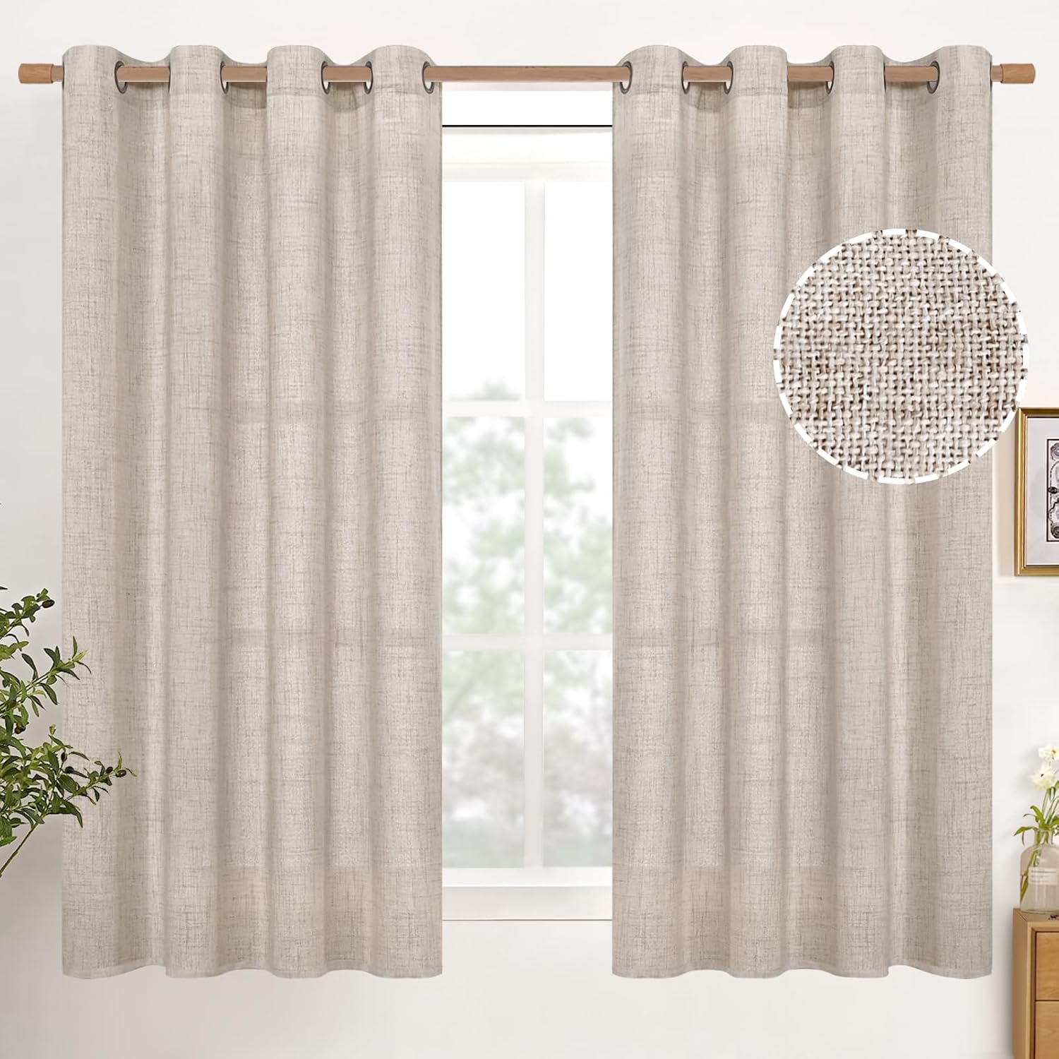 Amazon.com: YoungsTex Natural Linen Curtains for Short Window Linen ...