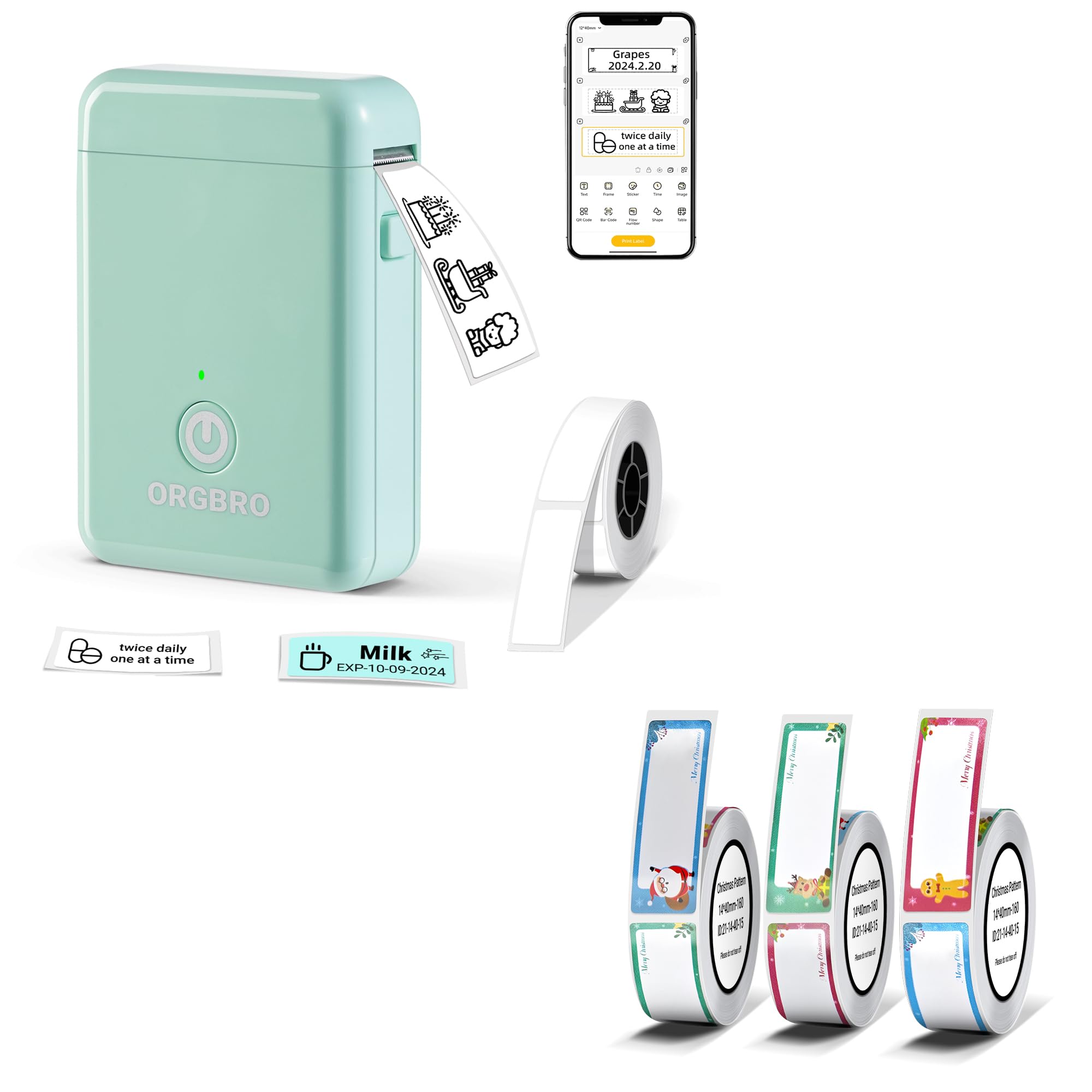Amazon.com : ORGBRO X1 Label Maker with 4 Roll Joyful Patterns Thermal ...