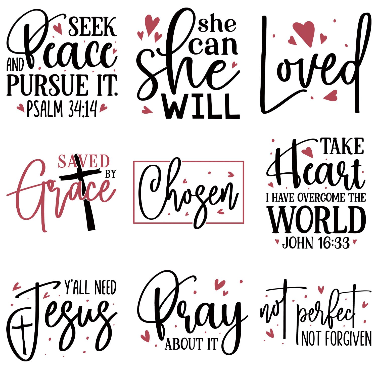 Amazon.com: 9/12Pcs,Pocket Size Jesus Vinyl Iron-on Heat Transfer ...
