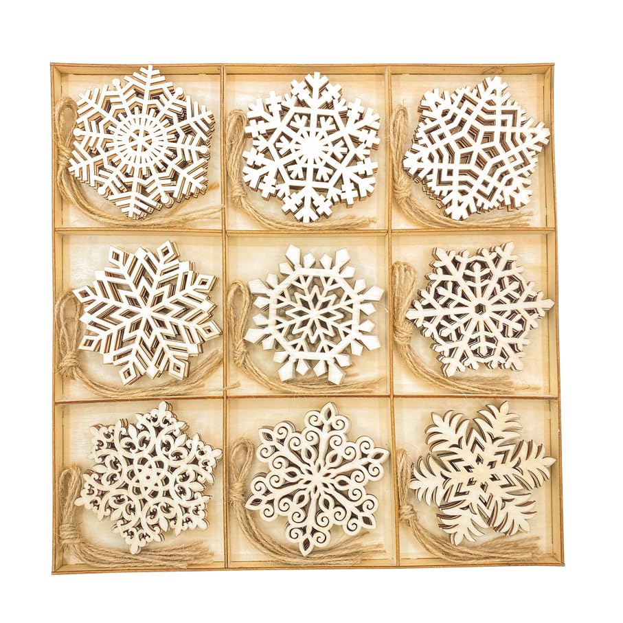 Snapklik.com : 45 Pack Wooden Snow Flakes 3.5 Inch Unfinished Wood Snow ...