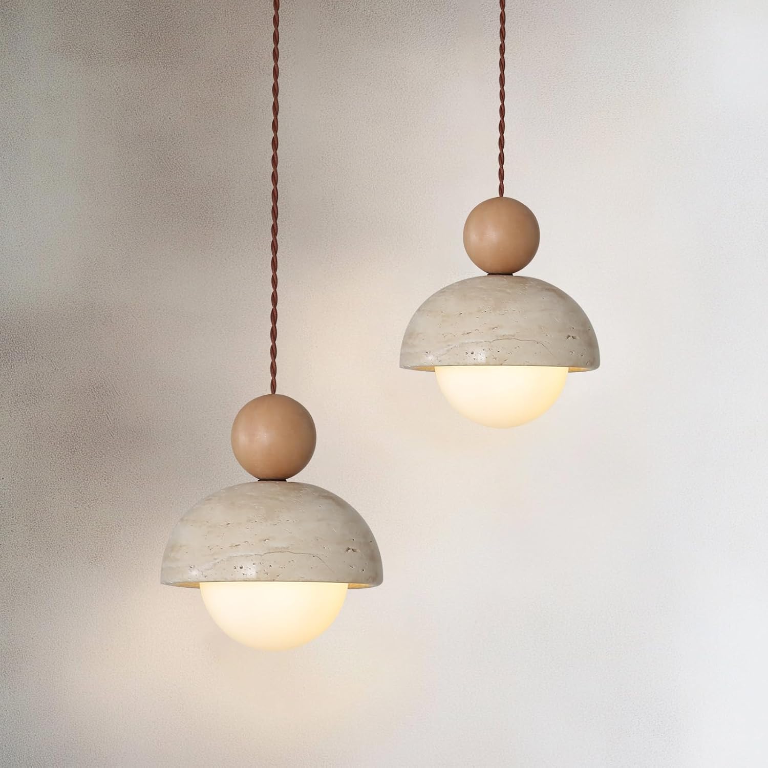 JIANTLAIUS 2PCS Japanese Wabi-Sabi Yellow Travertine Pendant Lamp ...