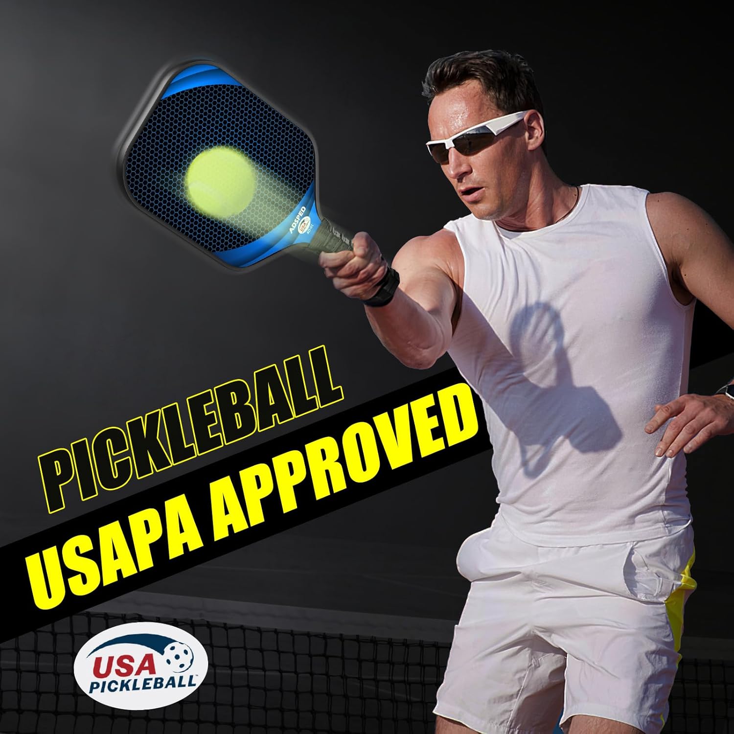 Pickleball Paddles Set, USAPA Approved Carbon Fiber Pickleball Rackets ...