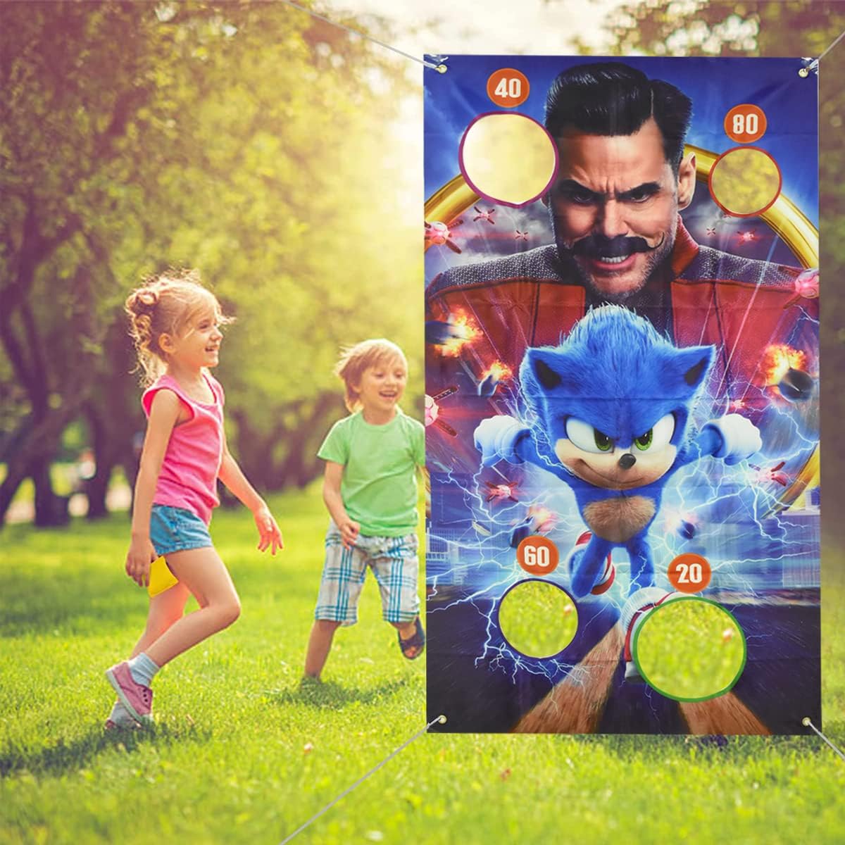 Sonic Toss Games Banner with 3 Sand Bags Fun Indoor Outdoor Game Banner ...